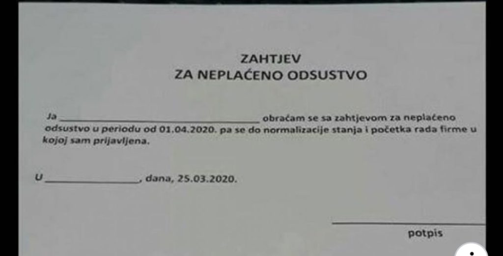Kladionice traže od radnica da potpišu Zahtjev za neplaćeni dopust