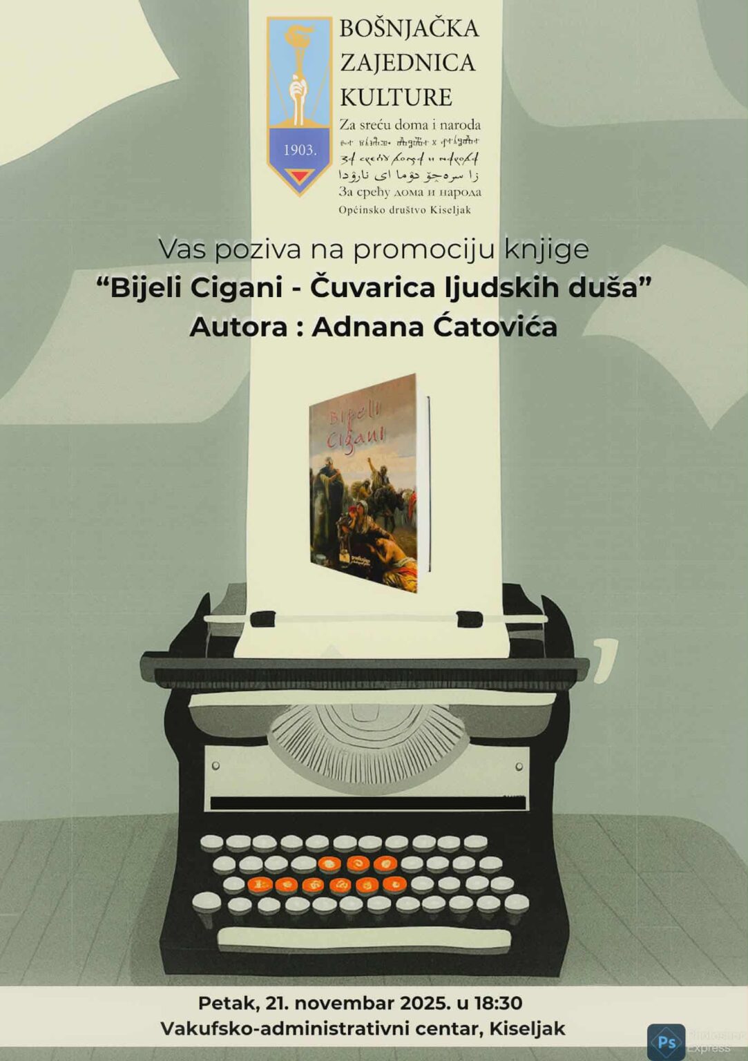 Kiseljak: Sutra promocija romana “Bijeli cigani – čuvarica ljudskih duša”